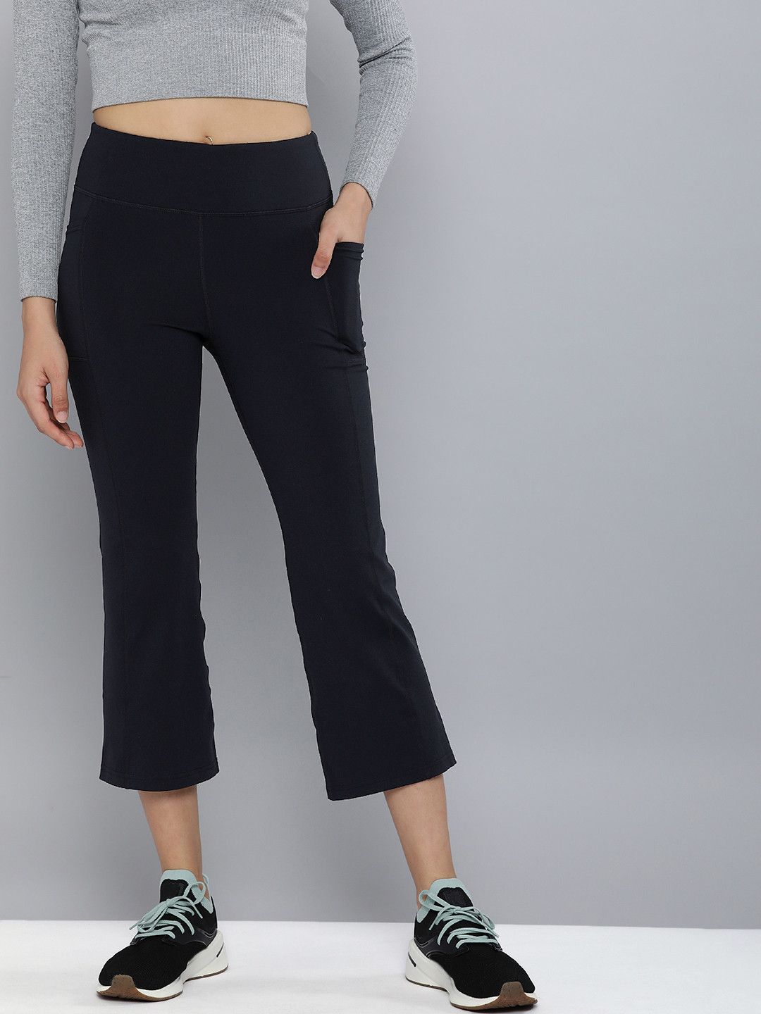 Buy Skechers Women Black Solid Straight Fit Cropped Track Pants - Track ...