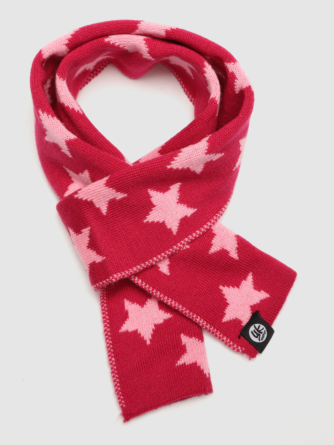 Buy YK Girls Red & Pink Star Self Design Muffler - Mufflers for Girls ...