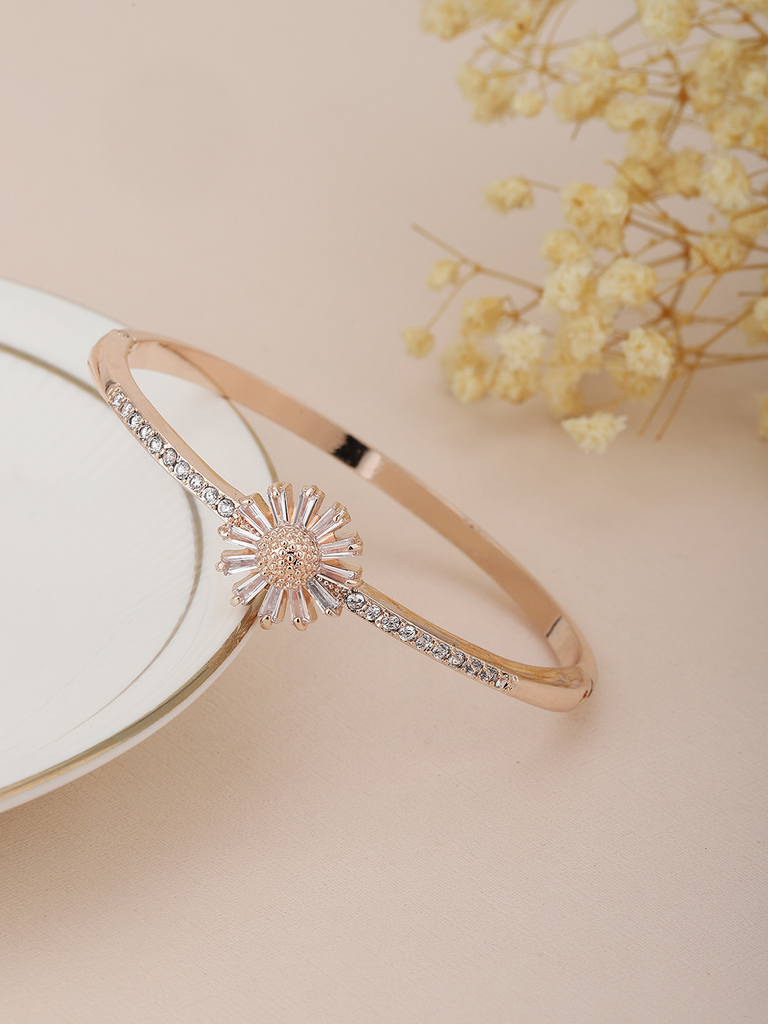 Buy Carlton London Women Rose Gold Brass Cubic Zirconia Handcrafted ...