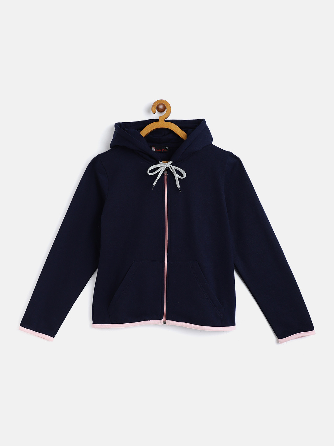 Buy Belle Fille Kids Navy Blue Solid Fleece Lightweight Tailored Jacket ...