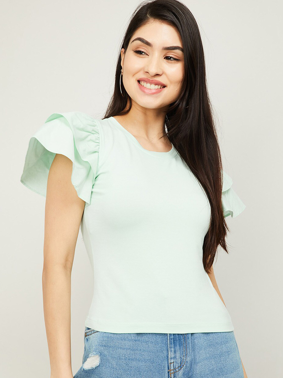Buy Ginger By Lifestyle Green Fitted Top - Tops for Women 15898572 | Myntra