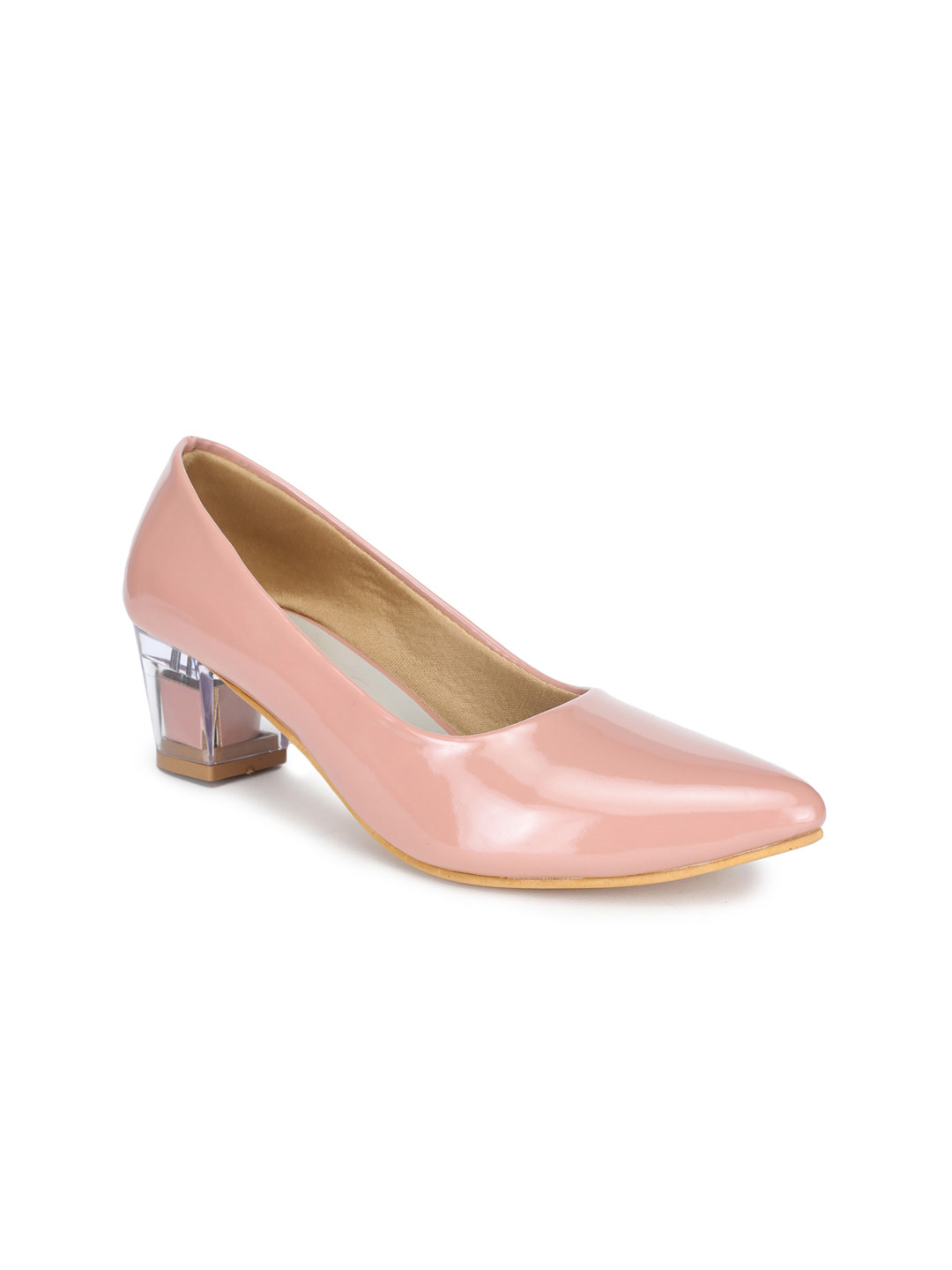 Buy SAPATOS Peach Coloured Block Pumps - Heels for Women 15909358 | Myntra