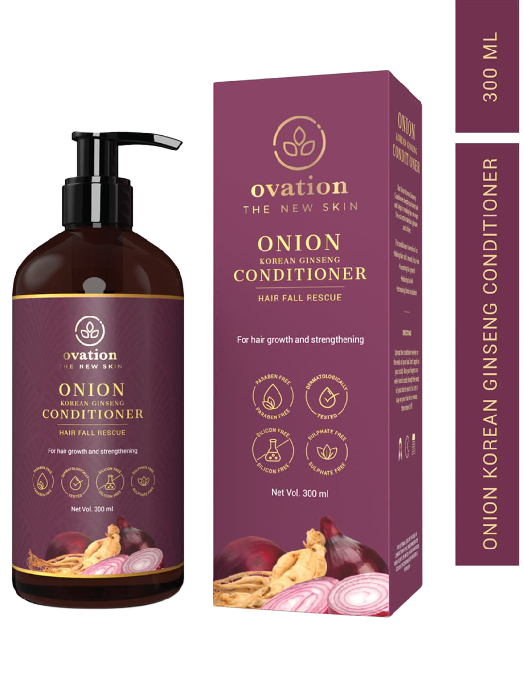 Buy Ovation Onion Korean Ginseng Hair Conditioner For Hair Growth 300 ...