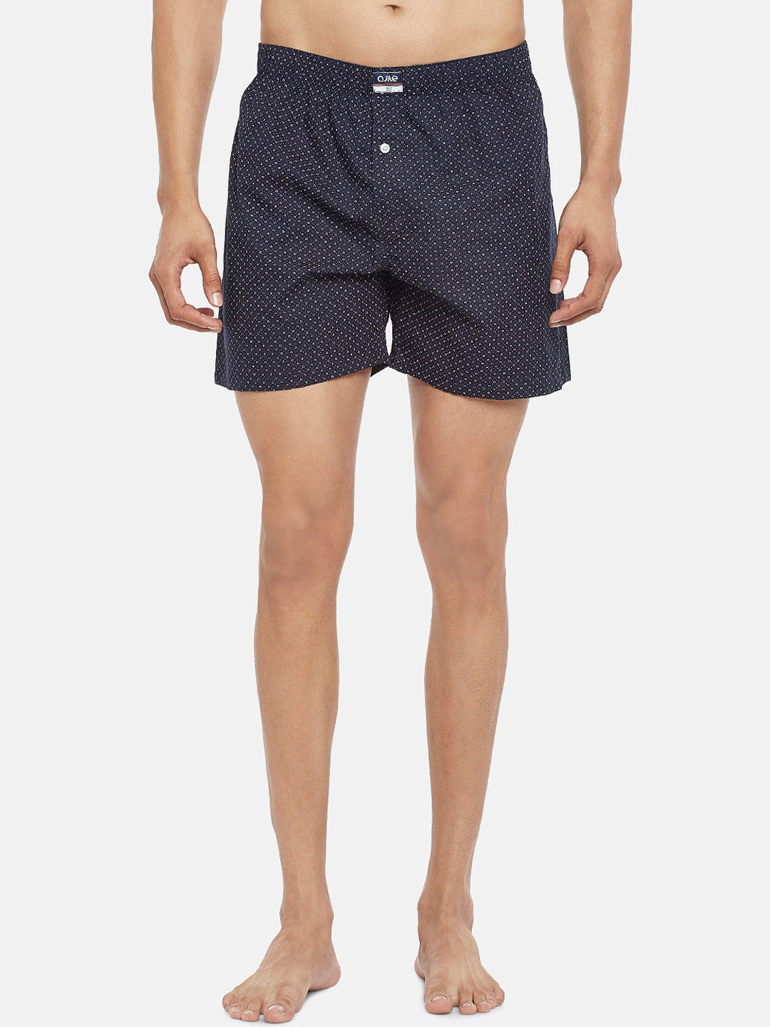 Buy Ajile By Pantaloons Men Navy Blue & White Printed Pure Cotton ...