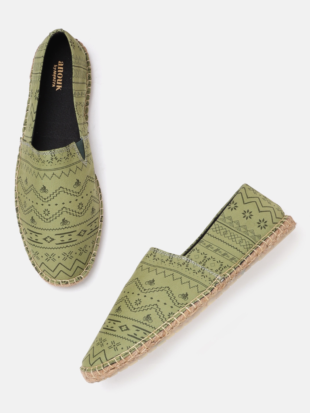 Buy Anouk Men Olive Green Printed Espadrilles - Casual Shoes for Men ...