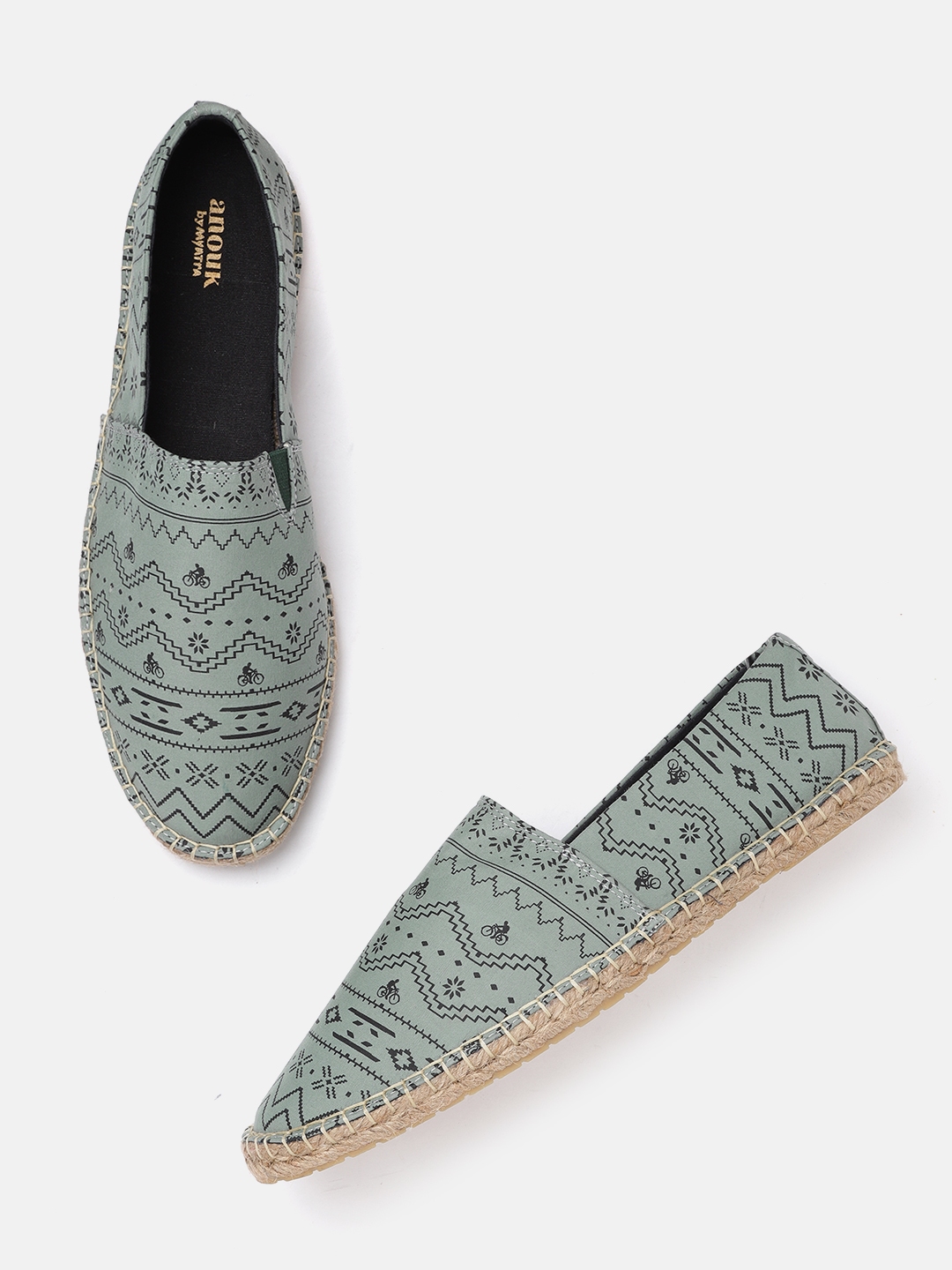 Buy Anouk Men Olive Green Printed Espadrilles - Casual Shoes for Men ...