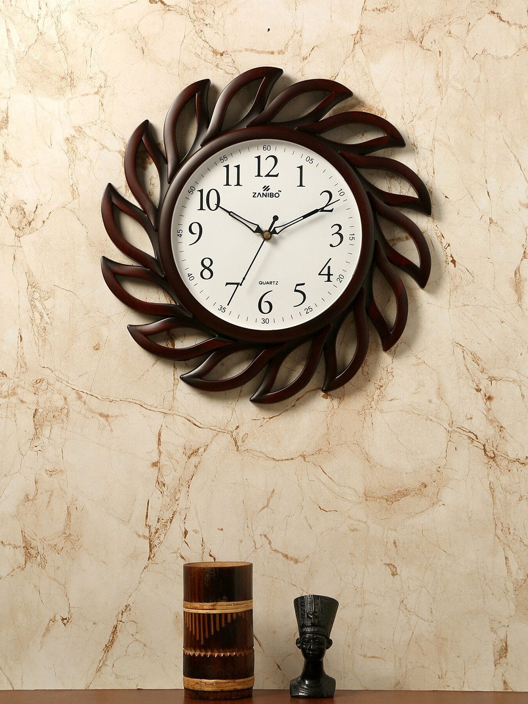Buy ZANIBO Maroon & White Textured Vintage Wall Clock - Clocks for ...