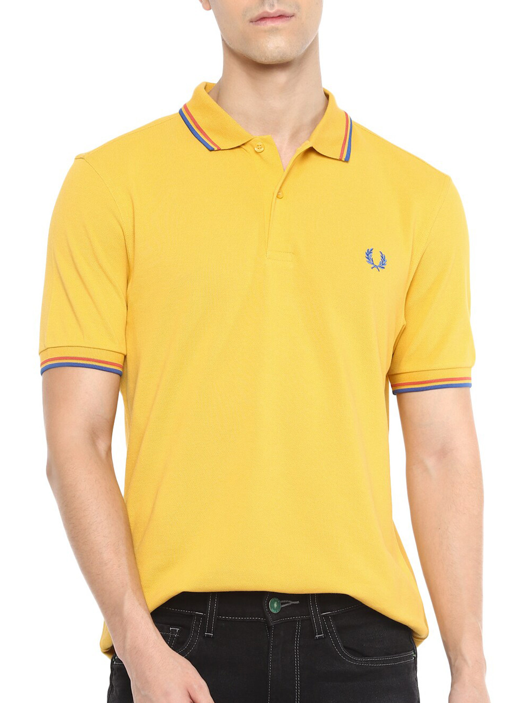 Buy Fred Perry Men Yellow Polo Collar Slim Fit T Shirt - Tshirts for ...