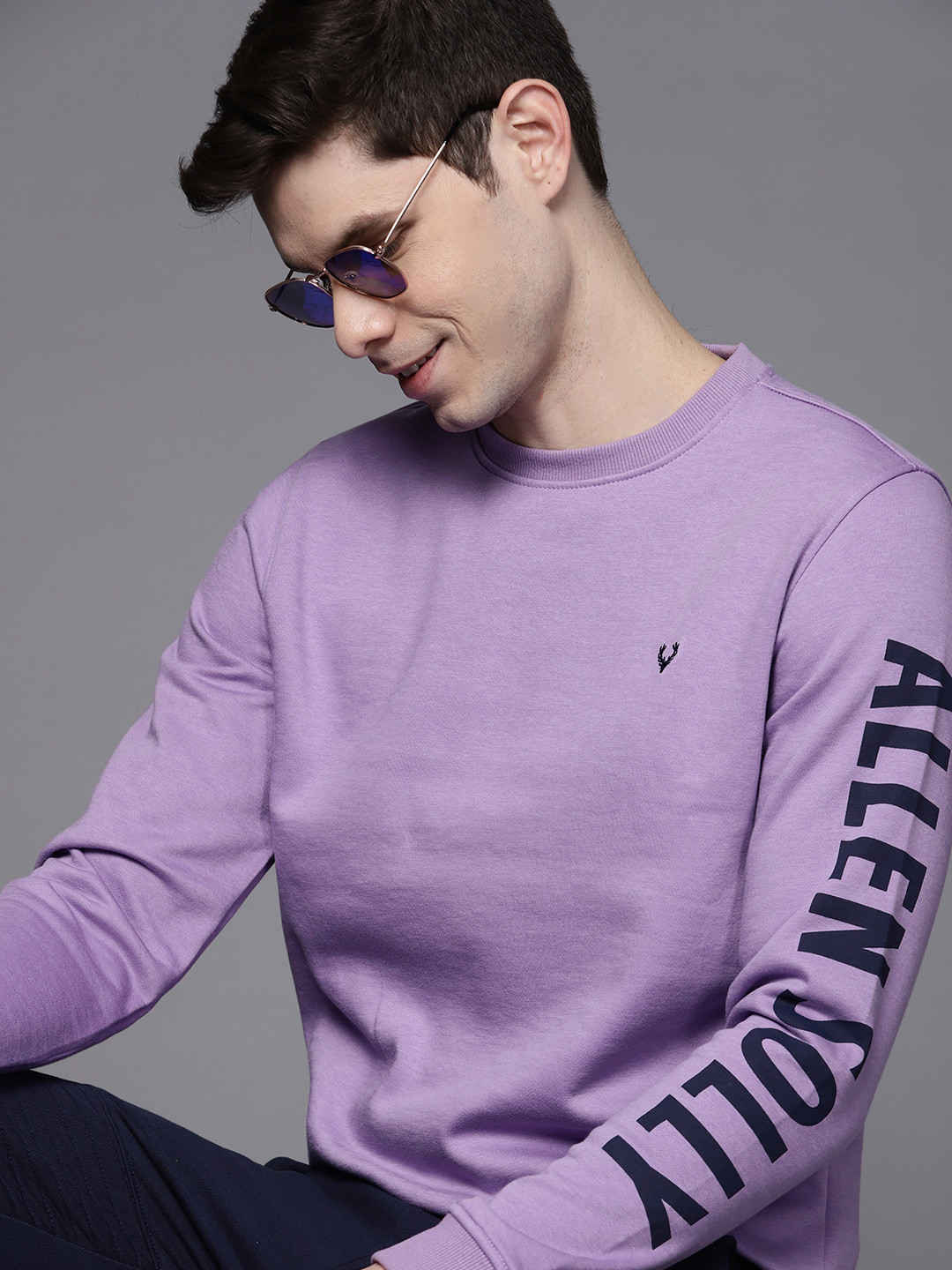 Buy Allen Solly Men Purple Solid Sweatshirt - Sweatshirts for Men ...
