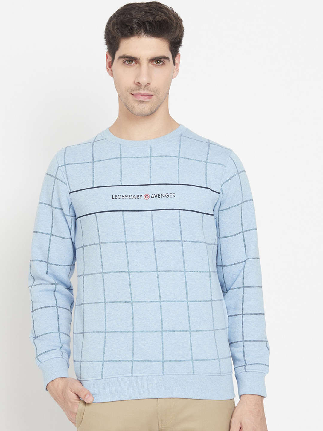 Buy Octave Men Blue Checked Sweatshirt - Sweatshirts for Men 15919684 ...