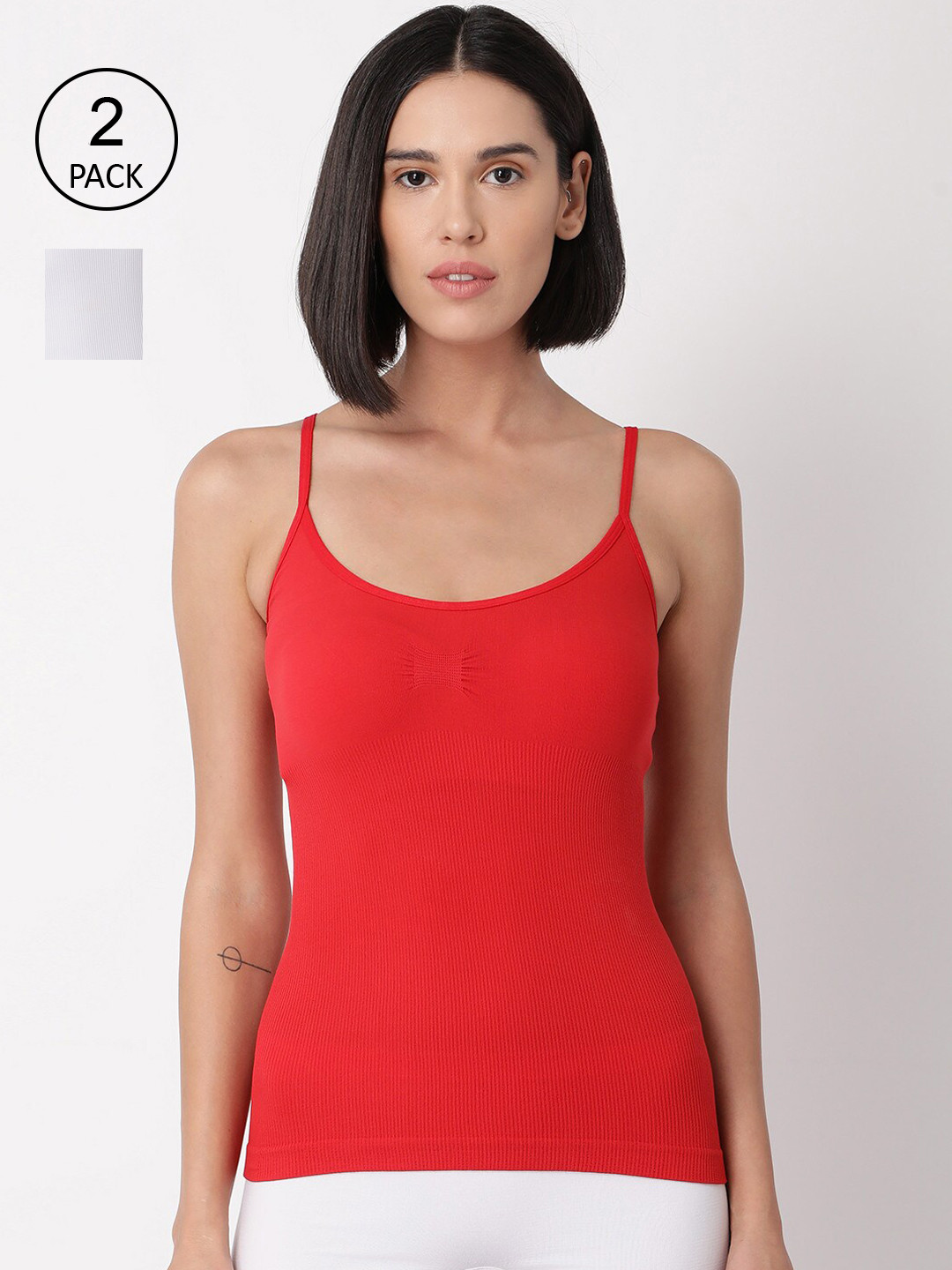Buy GOLDSTROMS Woman Pack Of 2 Red & White Camisole - Camisoles for ...
