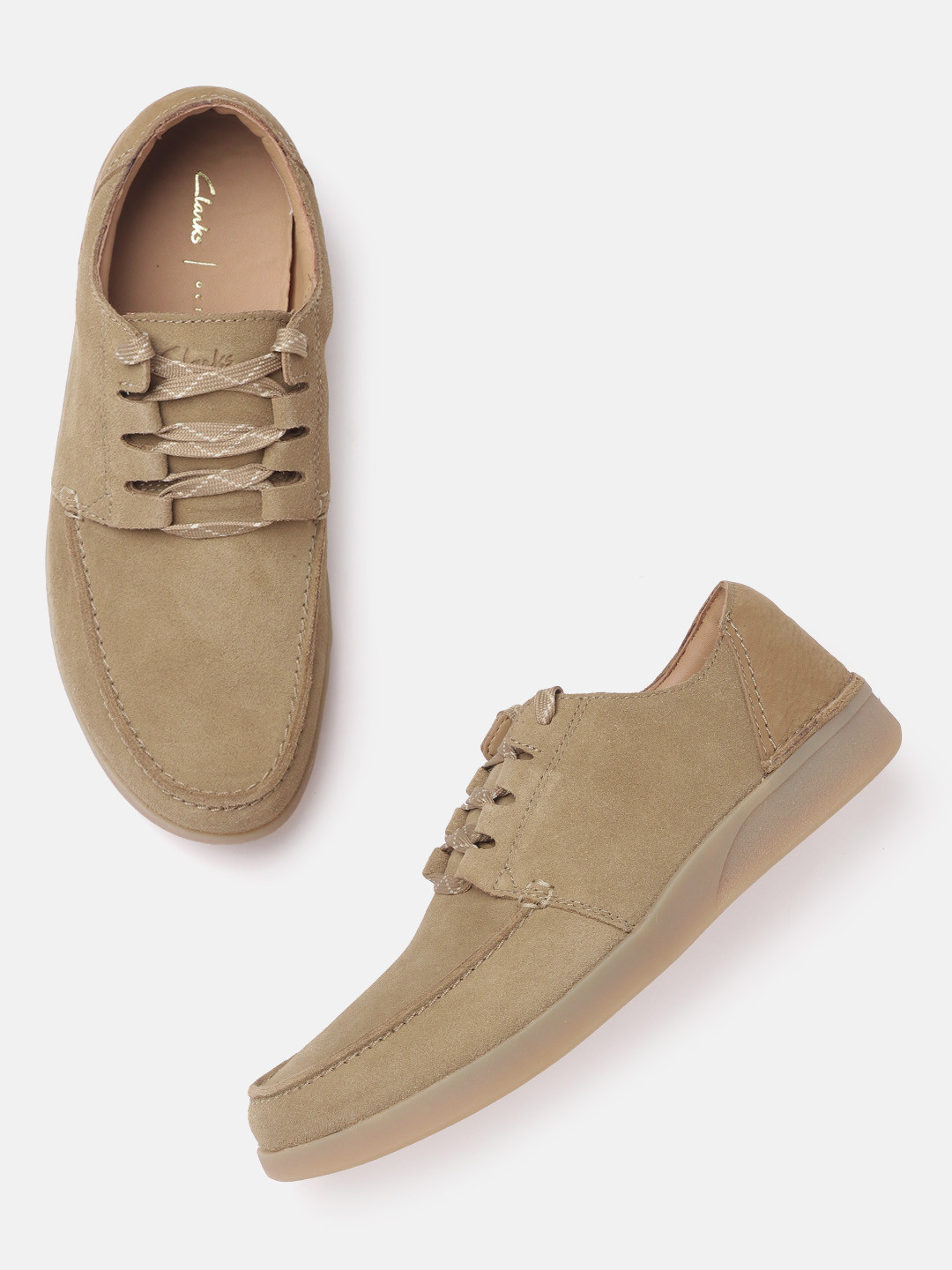 Buy Clarks Men Camel Brown Suede Oakland Walk Solid Derbys - Casual ...