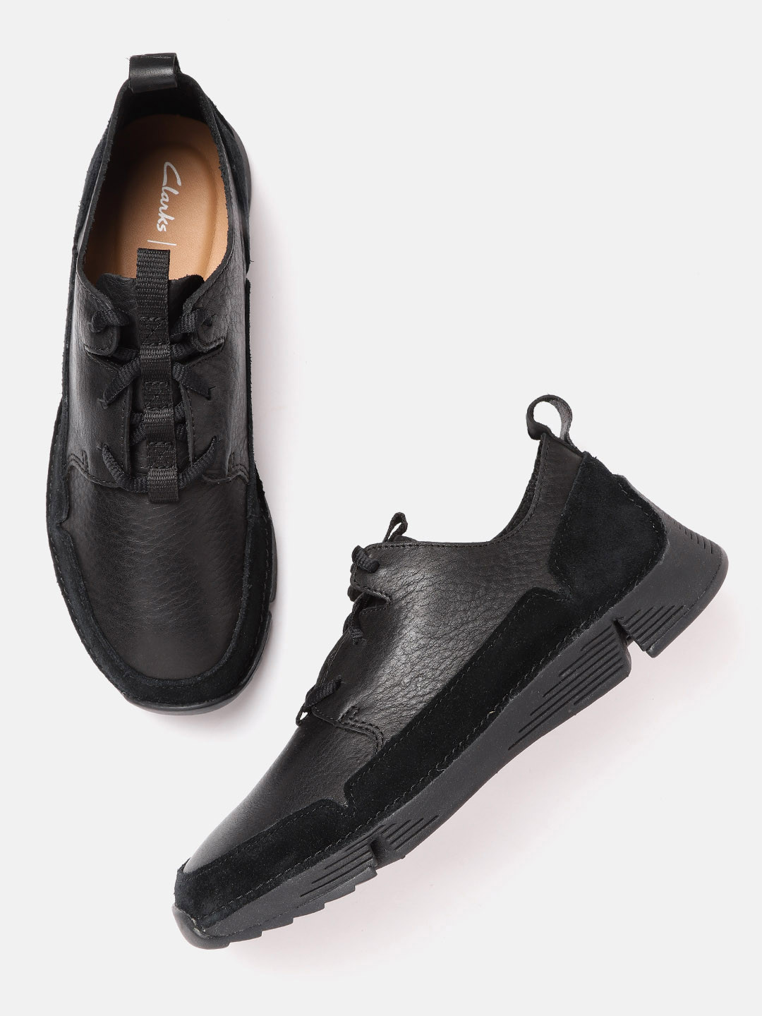 Buy Clarks Men Black Leather Solid Sneakers - Casual Shoes for Men ...