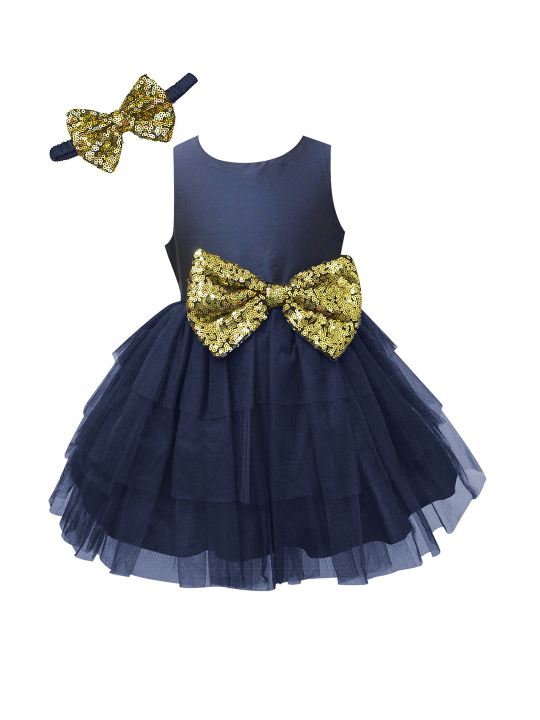 Buy A T U N Navy Blue Net Dress - Dresses for Girls 15928178 | Myntra