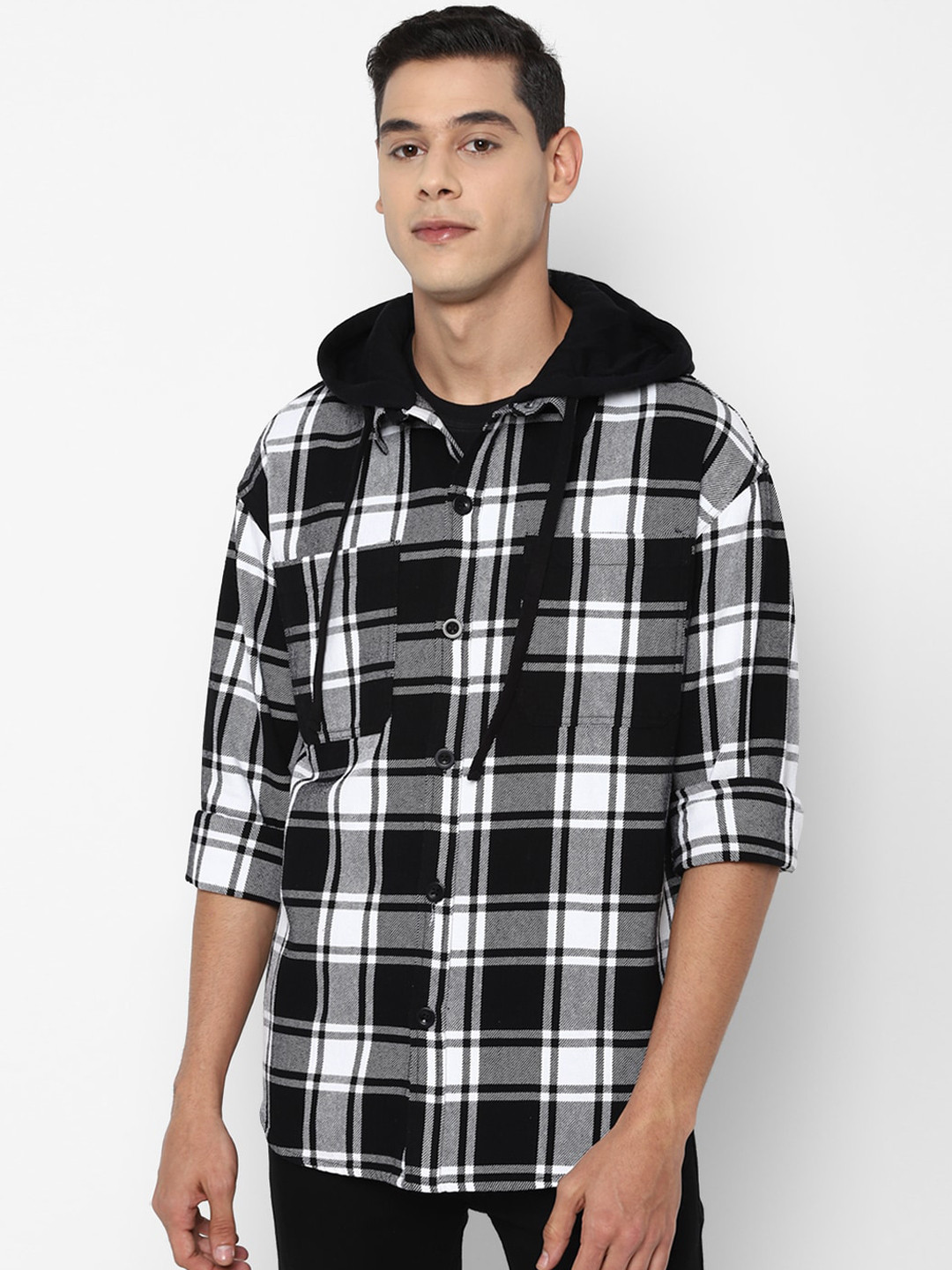Buy FOREVER 21 Men White Black Checked Tailored Jacket - Jackets for ...