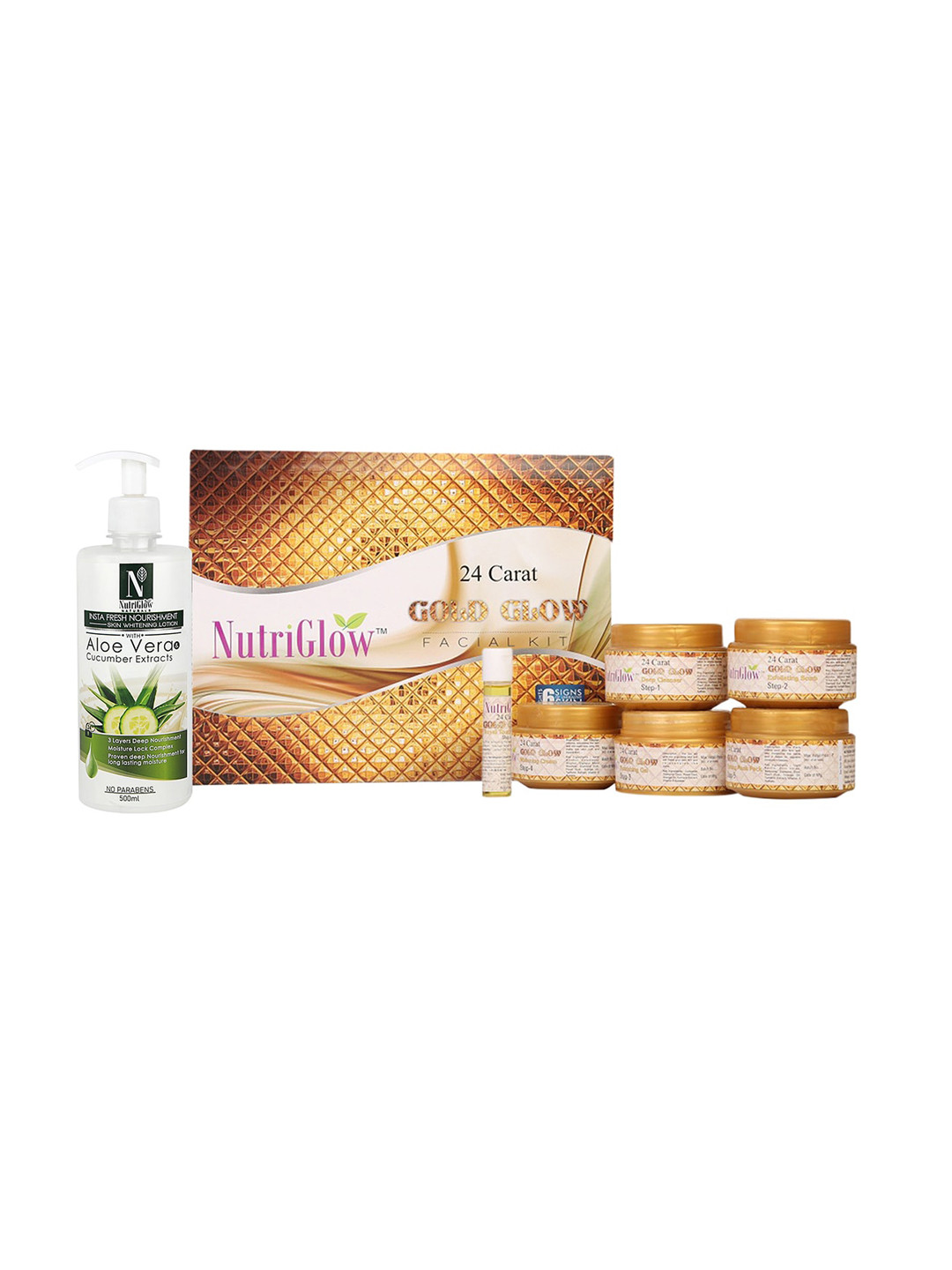 Buy NutriGlow 24 Carat Gold Glow Facial Kit 250g+10ml & Aloe Vera ...