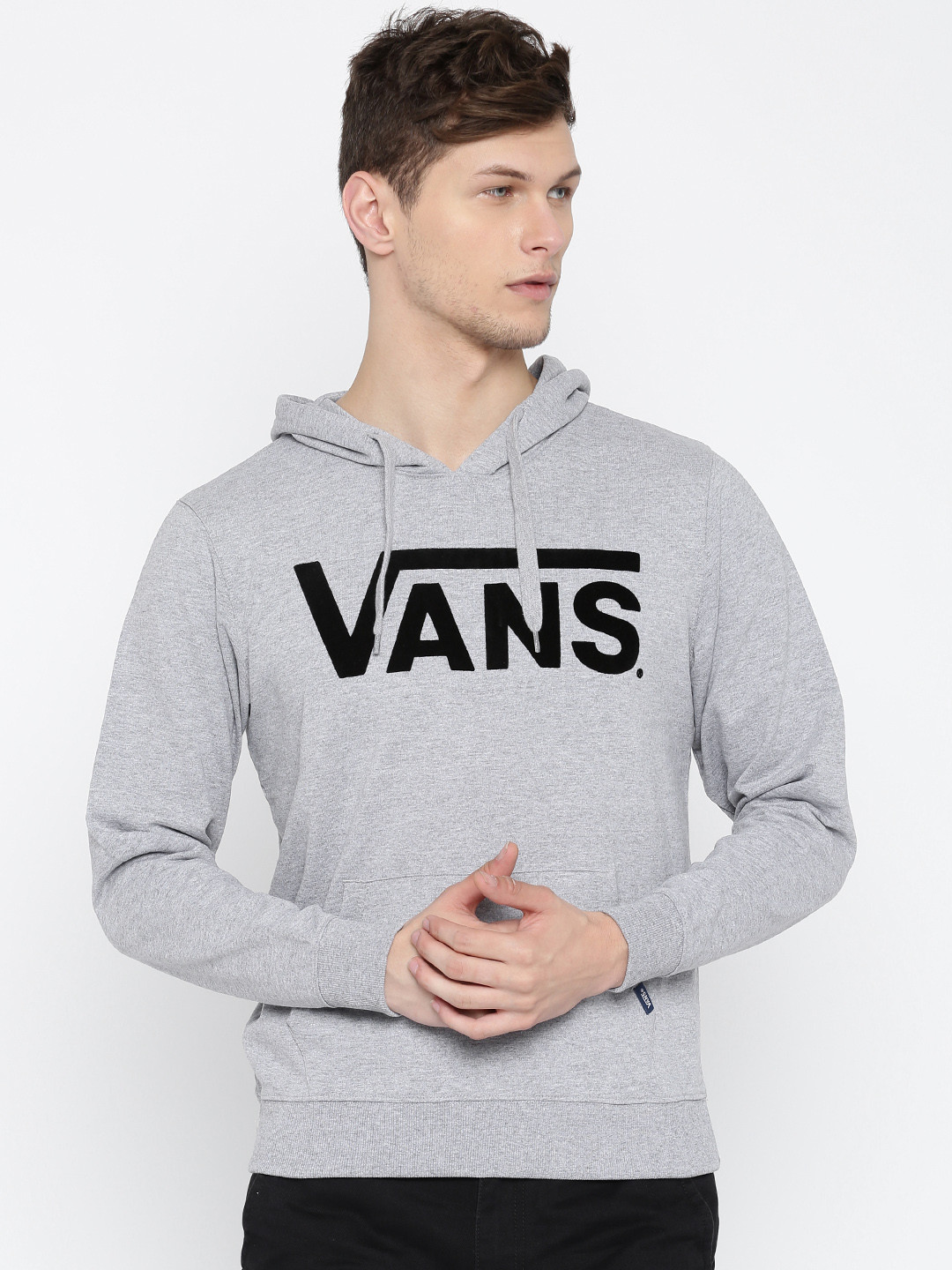 Buy Vans Grey Melange Printed Hooded Sweatshirt - Sweatshirts for Men ...