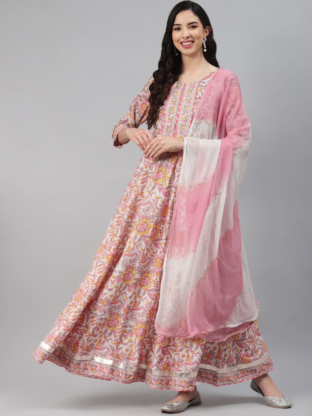 Buy Silai Bunai Women Beige Regular Kurta With Palazzos & With Dupatta ...