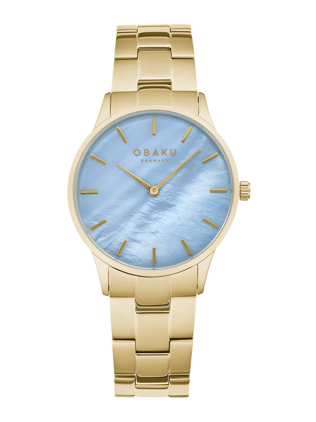Buy Obaku Women Blue Brass Mother Of Pearl Dial & Gold Toned Straps ...