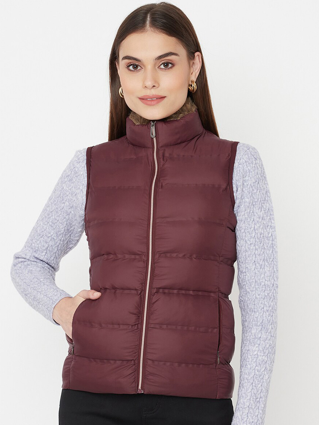 Buy METTLE Women Maroon Puffer Jacket - Jackets for Women 15949068 | Myntra