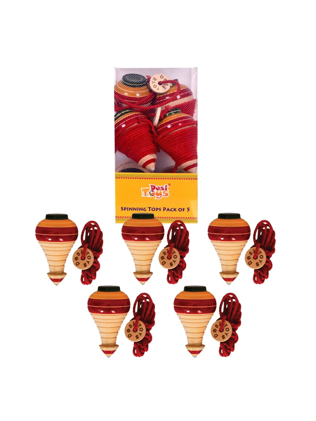 Buy Desi Toys Kids Pack Of 5 Red Spinning Tops - Activity Toys And ...