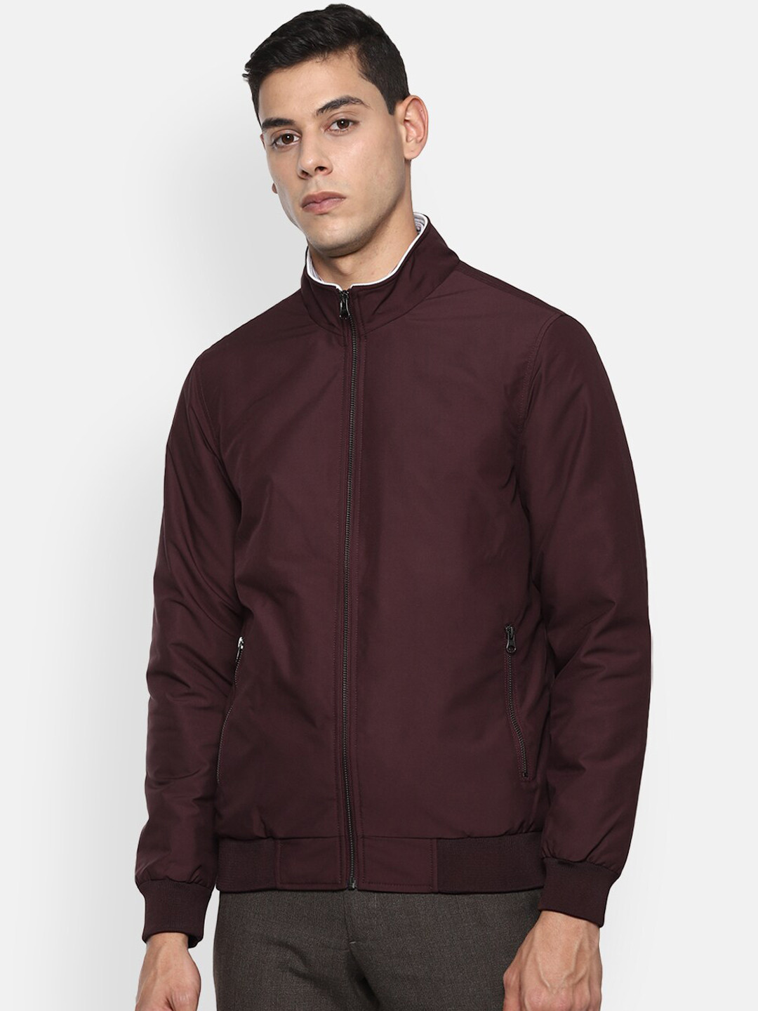 Buy Van Heusen Men Maroon Bomber Jacket - Jackets for Men 15952254 | Myntra