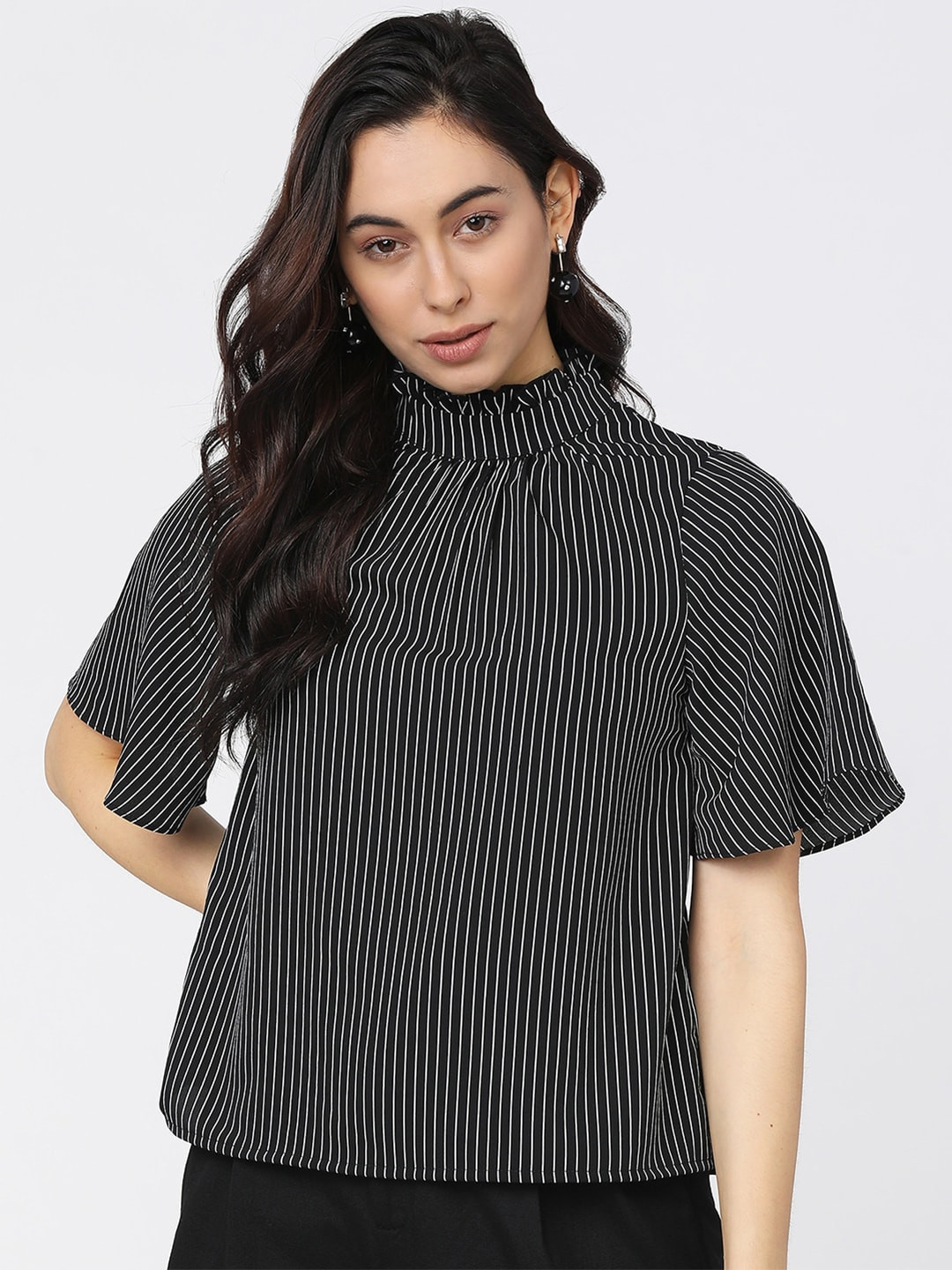 Buy Tokyo Talkies Black Striped Regular Top - Tops for Women 15954022 ...