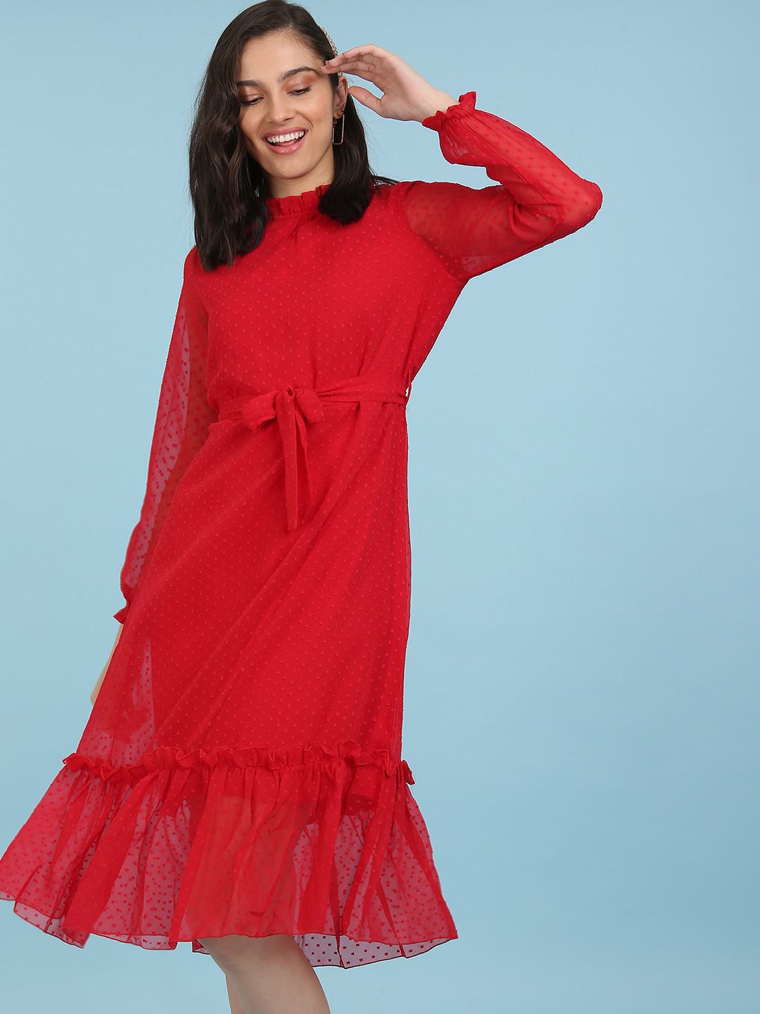 Buy Flying Machine Red A Line Midi Dress - Dresses for Women 15954132 ...