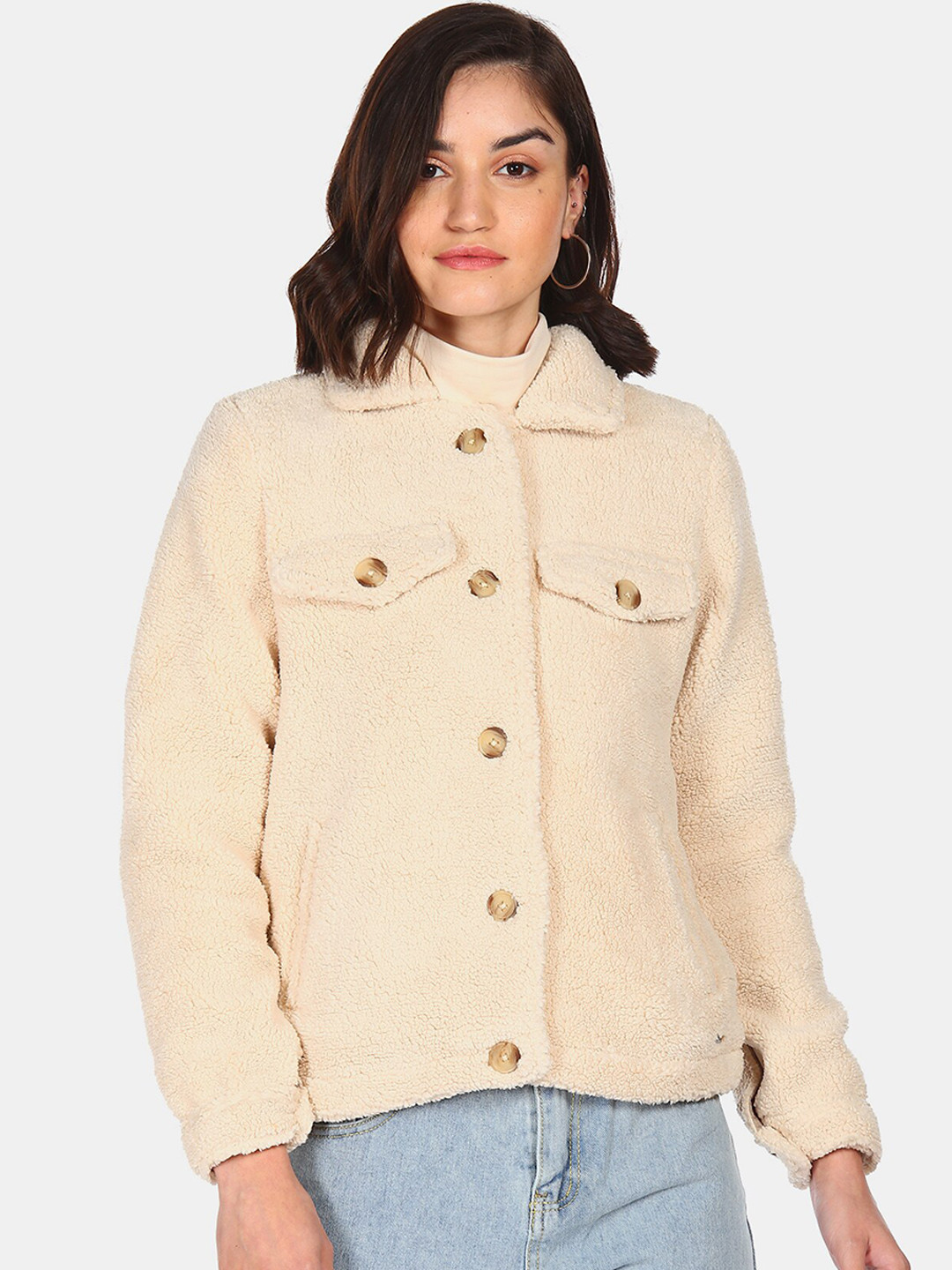 Buy Flying Machine Women Beige Tailored Jacket - Jackets for Women ...