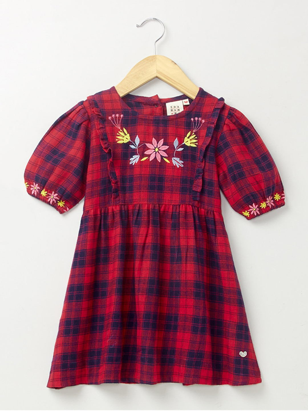 Buy Ed A Mamma Red Checked Dress - Dresses for Girls 15954478 | Myntra