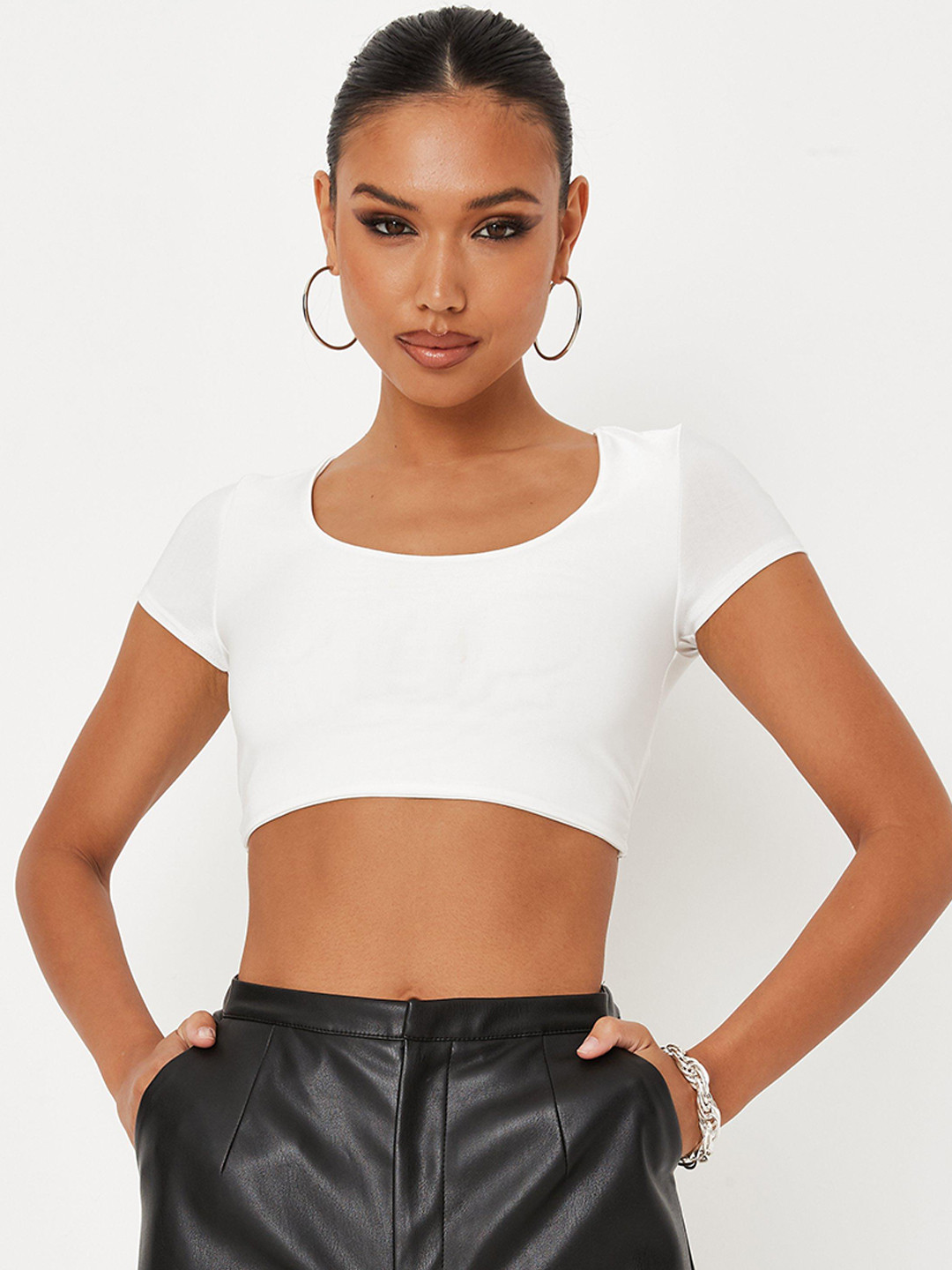 Buy Missguided White Fitted Crop Top - Tops for Women 15956550 | Myntra
