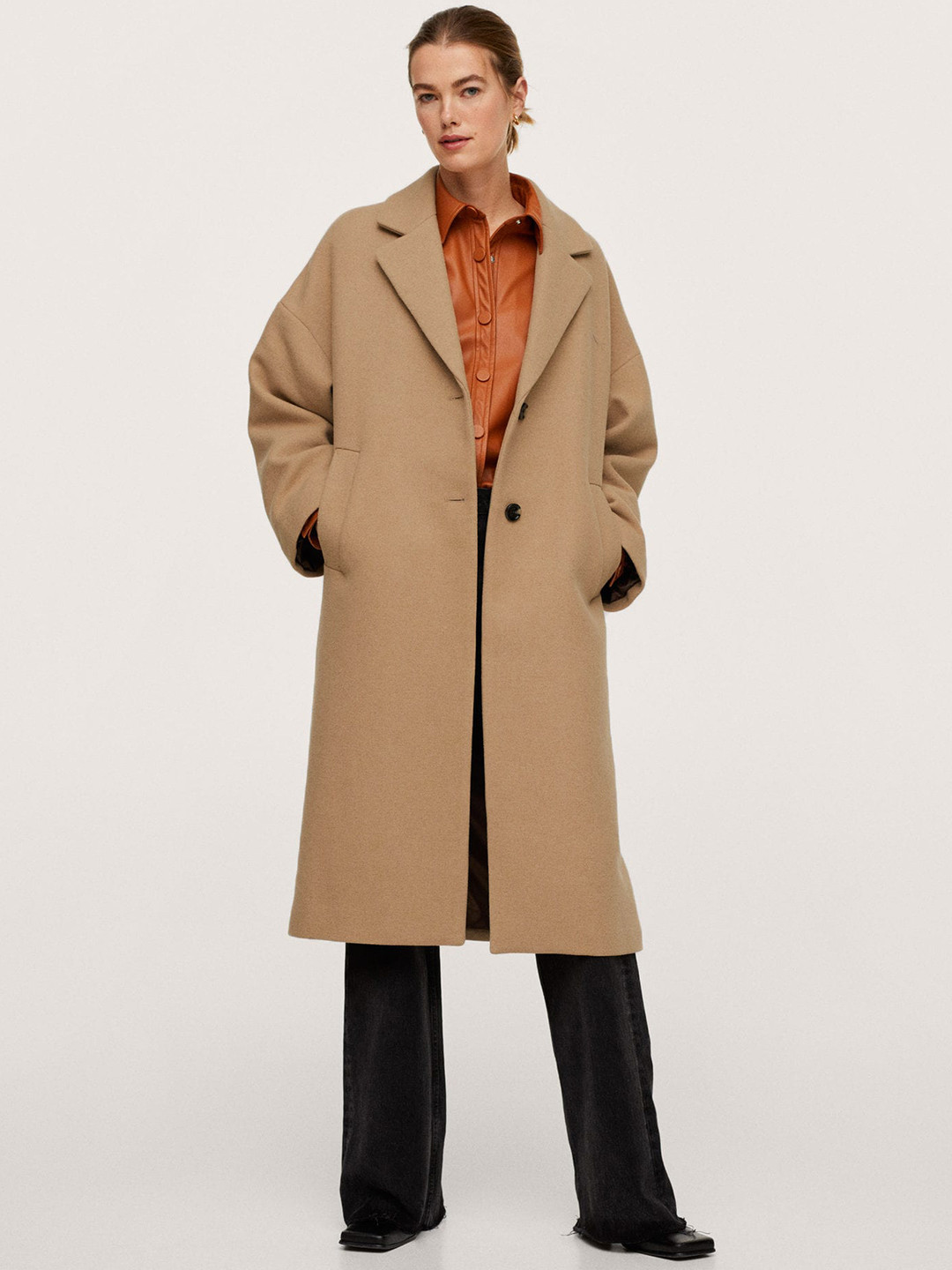 Buy MANGO Women Brown Solid OverCoat - Coats for Women 15962136 | Myntra