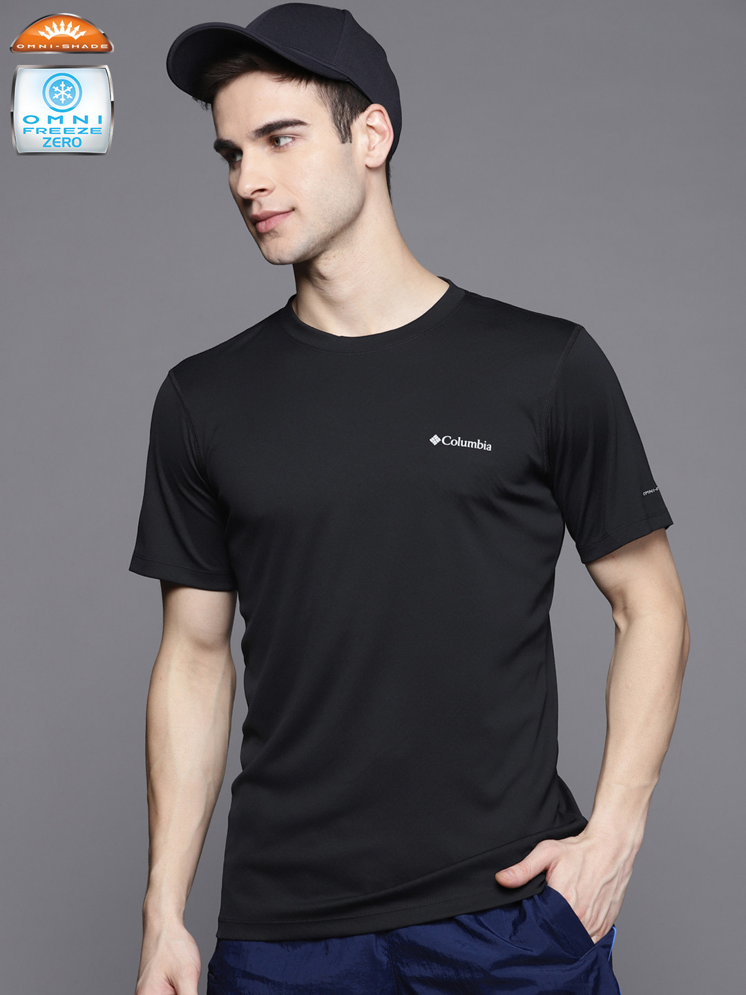 Buy Columbia Men Black Omni Freeze Zero & Shade T Shirt - Tshirts for ...