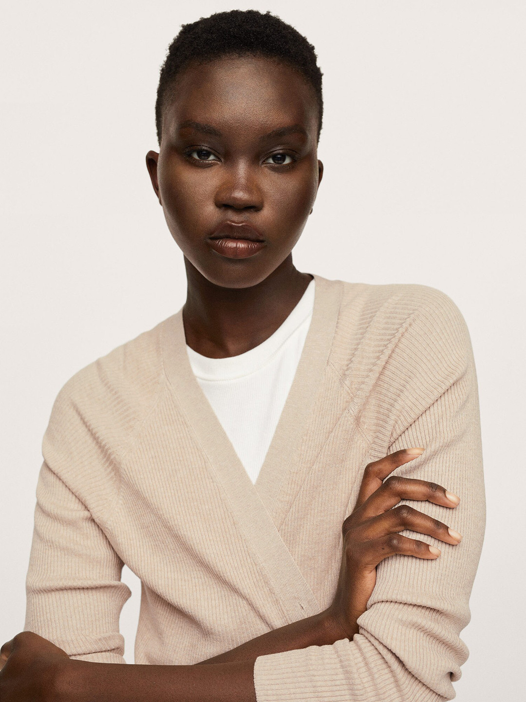 Buy MANGO Women Beige Ribbed Longline Cardigan - Sweaters for Women ...