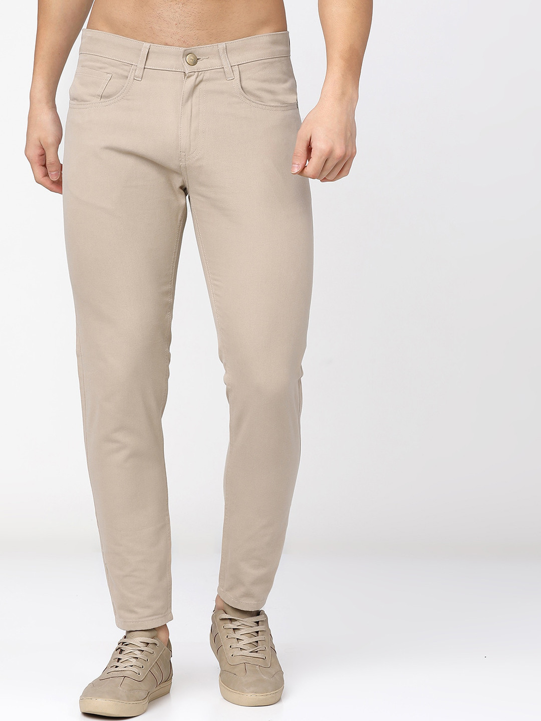 Buy KETCH Men Green Cotton Tapered Fit Trousers - Trousers for Men ...