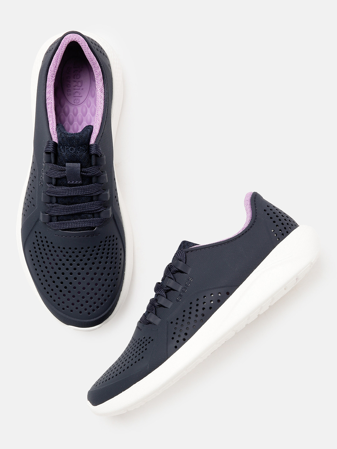 Buy Crocs Women Navy Blue LiteRide Pacer Perforations Sneakers - Casual ...