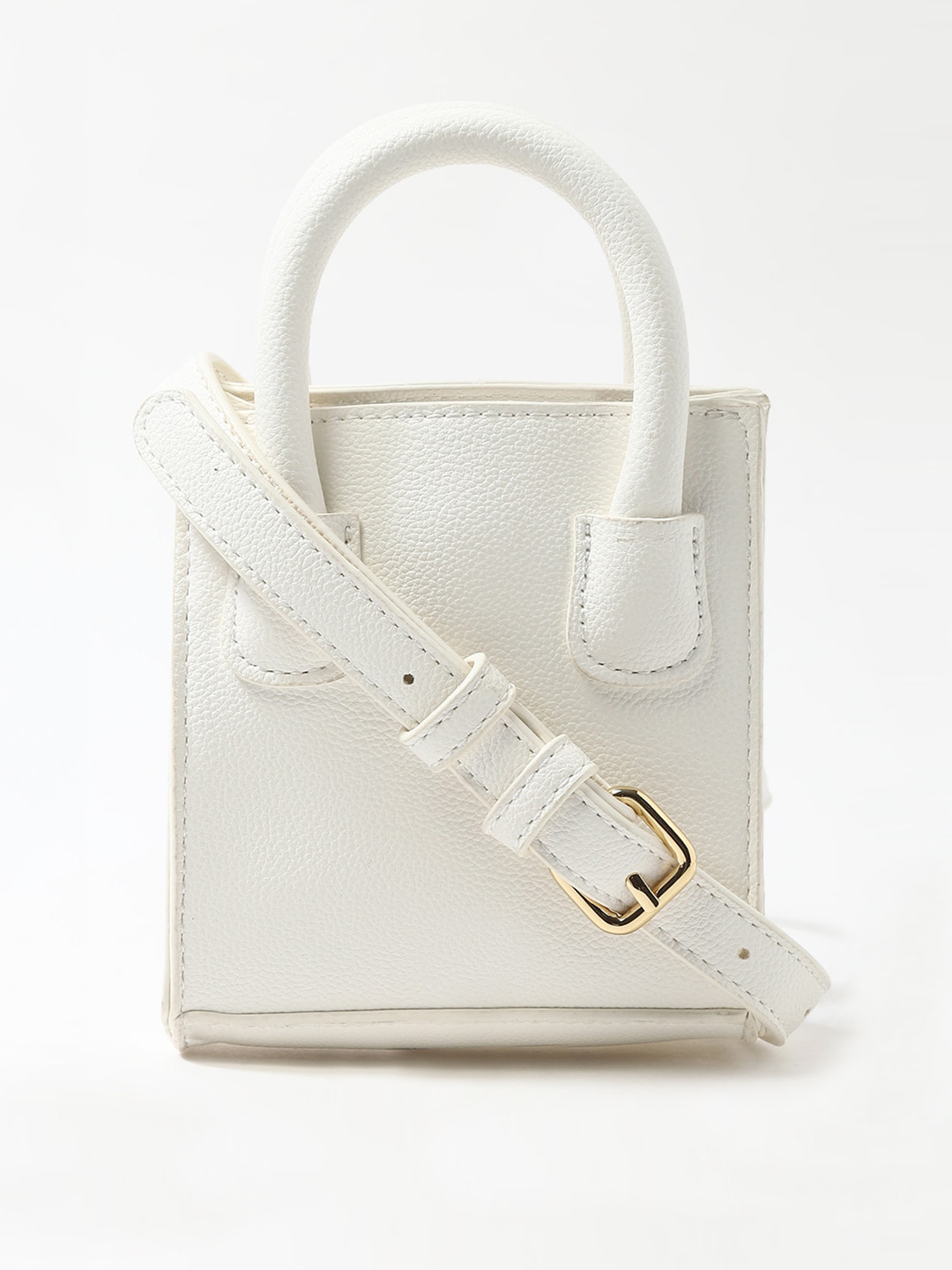Buy FOREVER 21 White PU Structured Handheld Bag - Handbags for Women ...