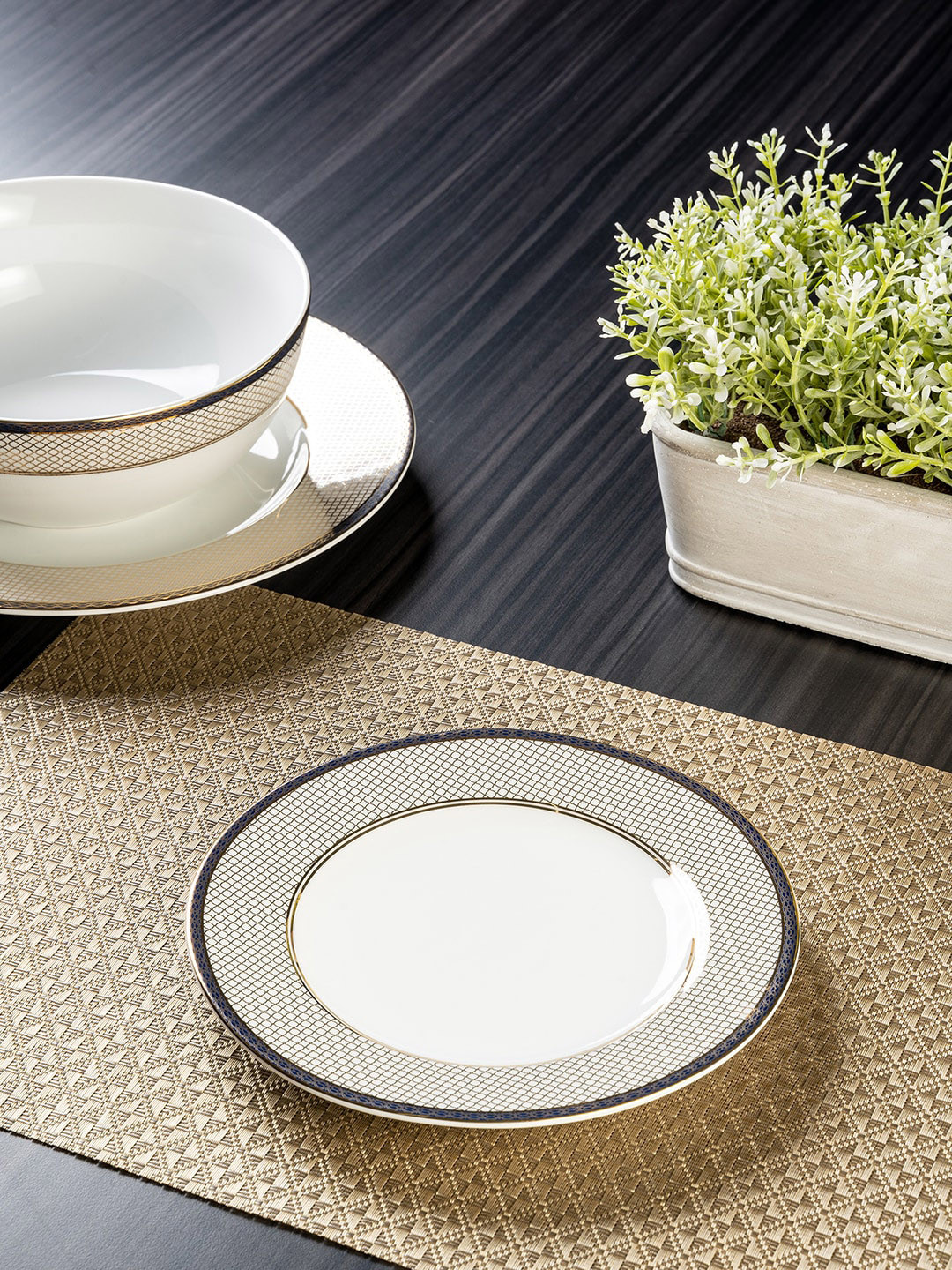 Buy Pure Home And Living Set Of 2 Golden Aura Dessert Plate ...