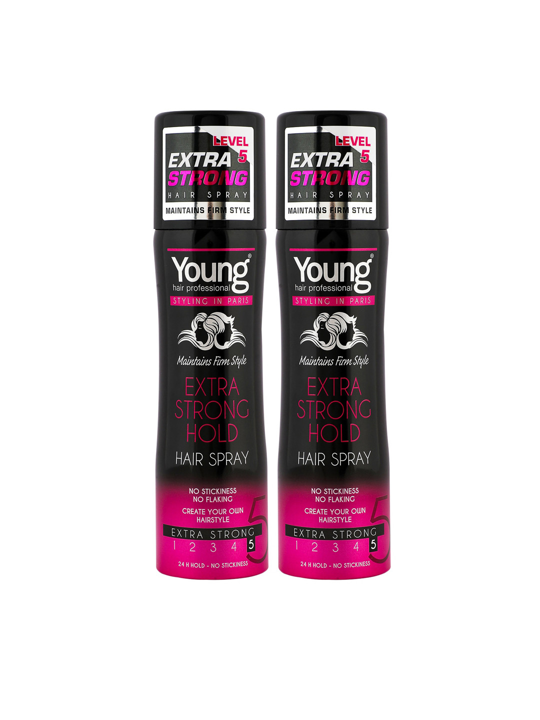 Buy Young Set Of 2 Professional Extra Strong Hold Hair Sprays 125 Ml ...
