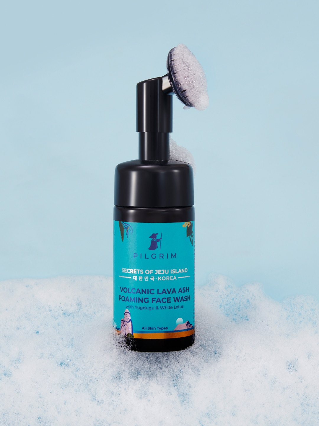 Buy Pilgrim Jeju Volcanic Lava Foaming Face Wash With Built In Brush ...