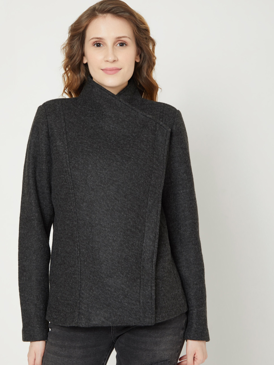 Buy Vero Moda Women Grey Geometric Tailored Jacket - Jackets for Women ...