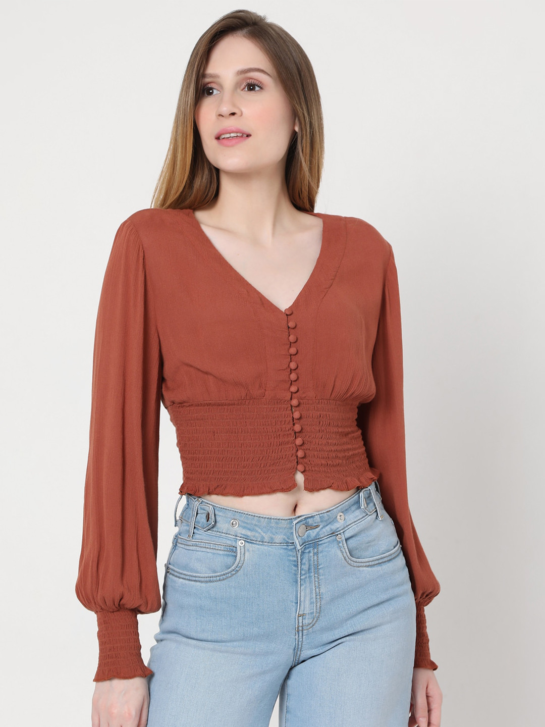 Buy Vero Moda Brown Regular Crop Top - Tops for Women 15975296 | Myntra