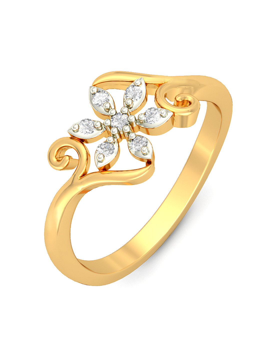 Buy BlueStone 1.125 G 18 Karat Gold Adya Ring With Diamonds - Ring Diamond for Women 1597768 ...