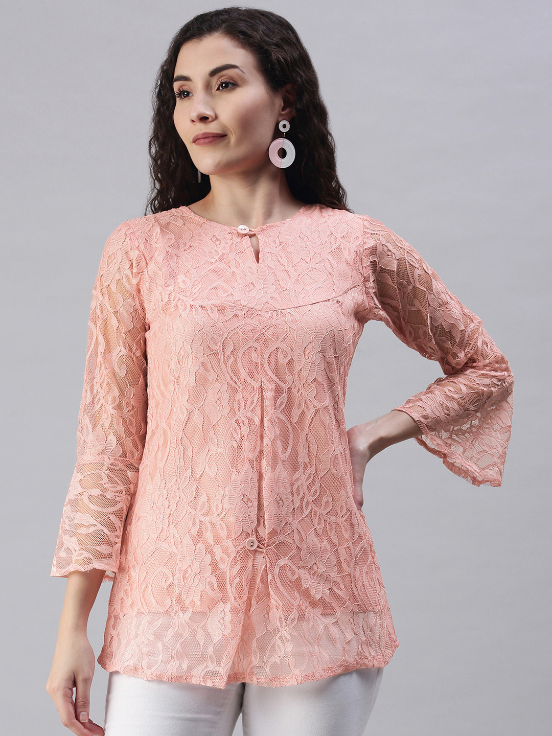Buy Selvia Peach Russell Net Regular Top - Tops for Women 15979218 | Myntra