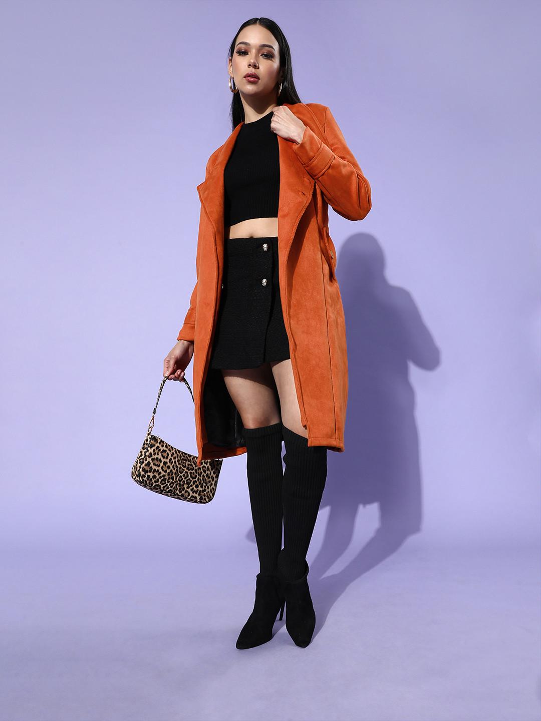 Buy Athena Women Rust Solid Trench Coat - Coats for Women 15981486 | Myntra