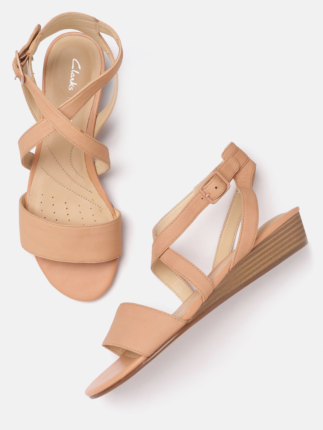 Buy Clarks Peach Coloured Leather Wedges - Heels for Women 15983138 ...