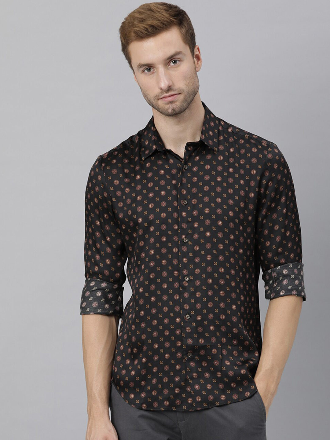 Buy RARE RABBIT Men Black Slim Fit Opaque Printed Casual Shirt - Shirts ...