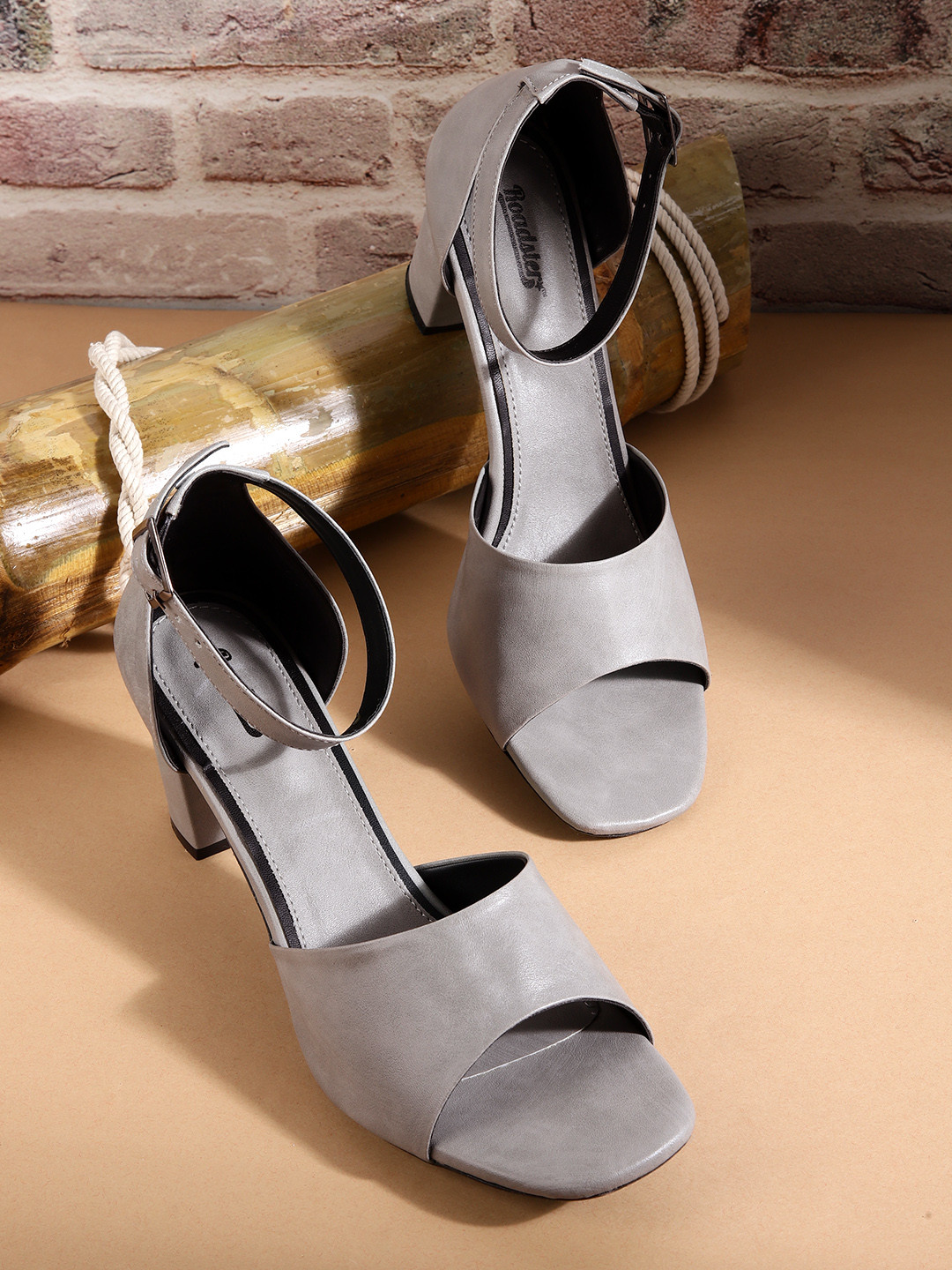 Buy Roadster Grey Solid Block Heels - Heels for Women 15992076 | Myntra