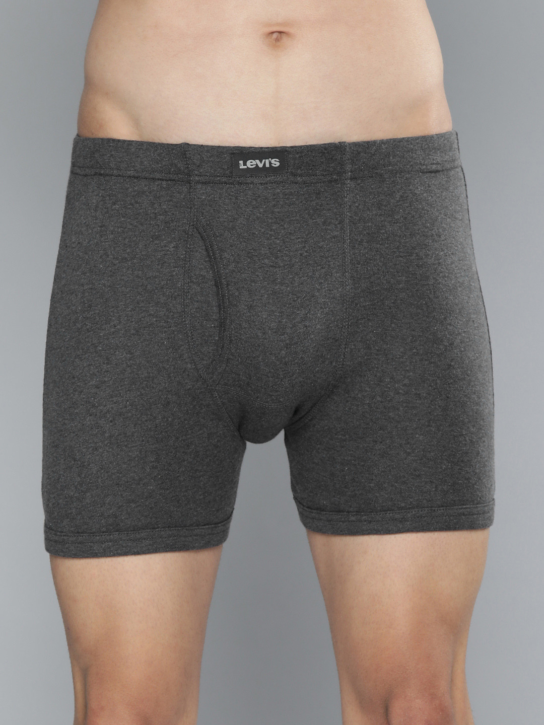 Buy Levis Men Grey Solid Pure Cotton Trunk #010 BOXER BRIEF DK GMEL P1 ...