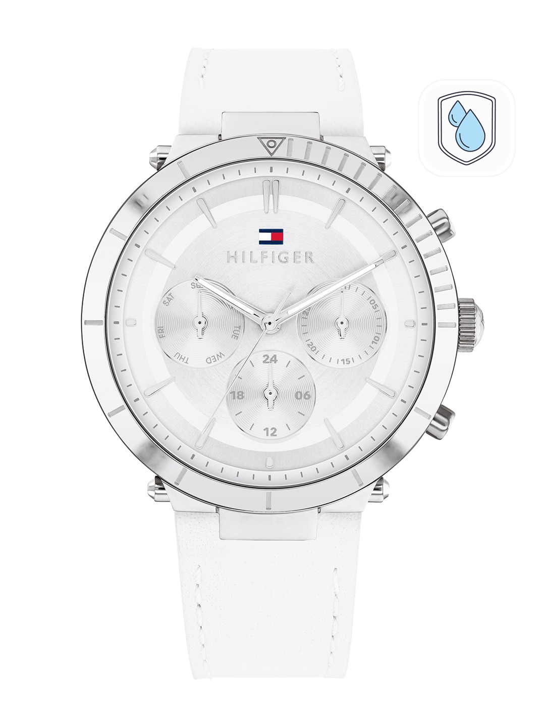 Buy Tommy Hilfiger Women Silver Toned Dial & White Leather Straps ... Buy Tommy Hilfiger Women Silver Toned Dial & White Leather Straps ...